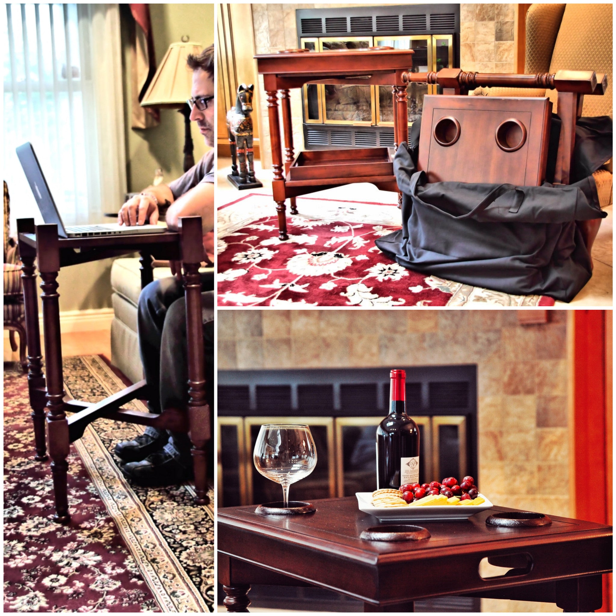 Chair Side End Table - Small Side Tables - Cup Holders - The Table Server